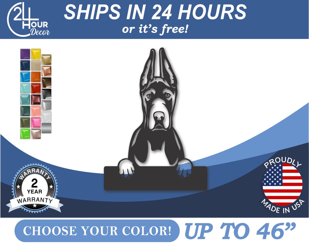 Custom Metal Great Dane Sign | Metal Dog Breed Name Sign | 22 Color ...
