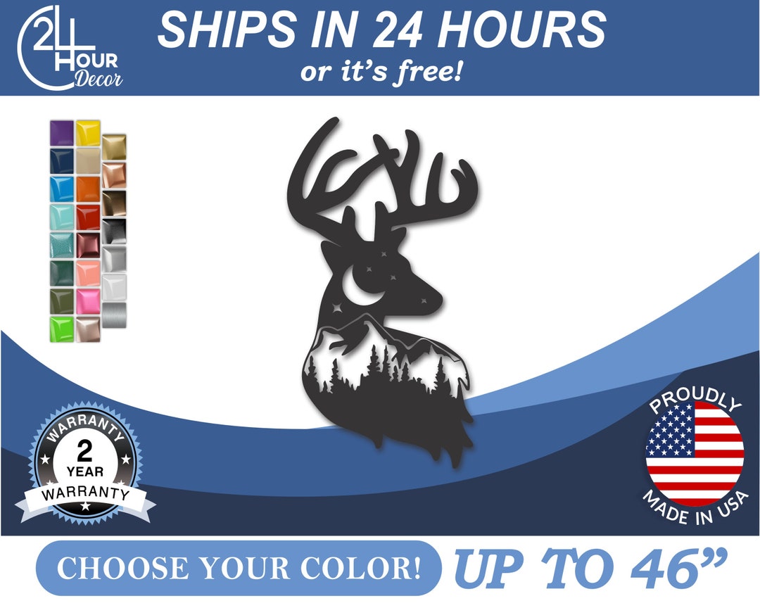 Custom Metal Buck Landscape | Metal Buck and Mountain Wall Art | Metal ...