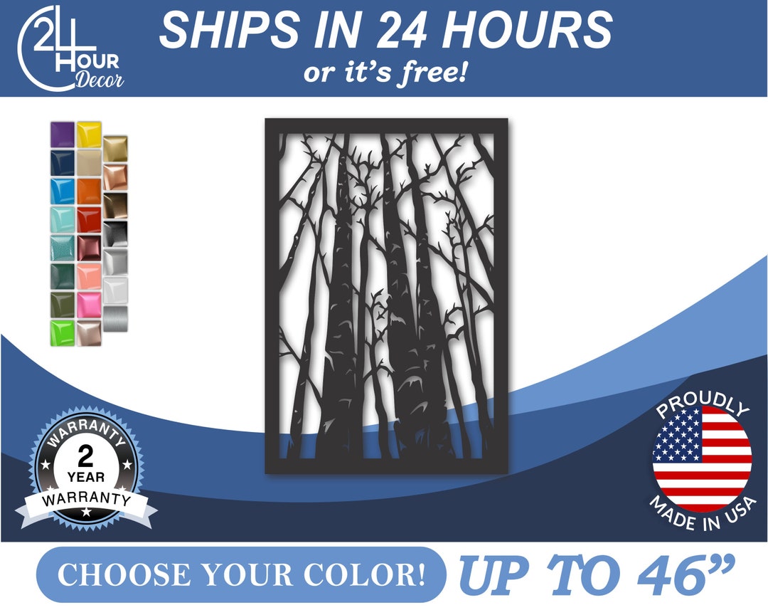 Metal Birch Trees Panel Wall Art | Metal Forest Sign | 22 Color Options ...