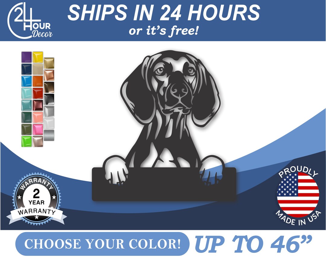 Custom Metal Vizsla Sign | Metal Dog Breed Name Sign | 22 Color Options ...