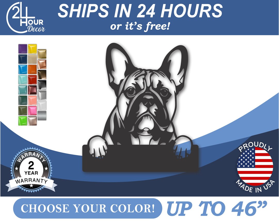 Custom Metal French Bulldog Sign | Metal Dog Breed Name Sign | 22 Color ...