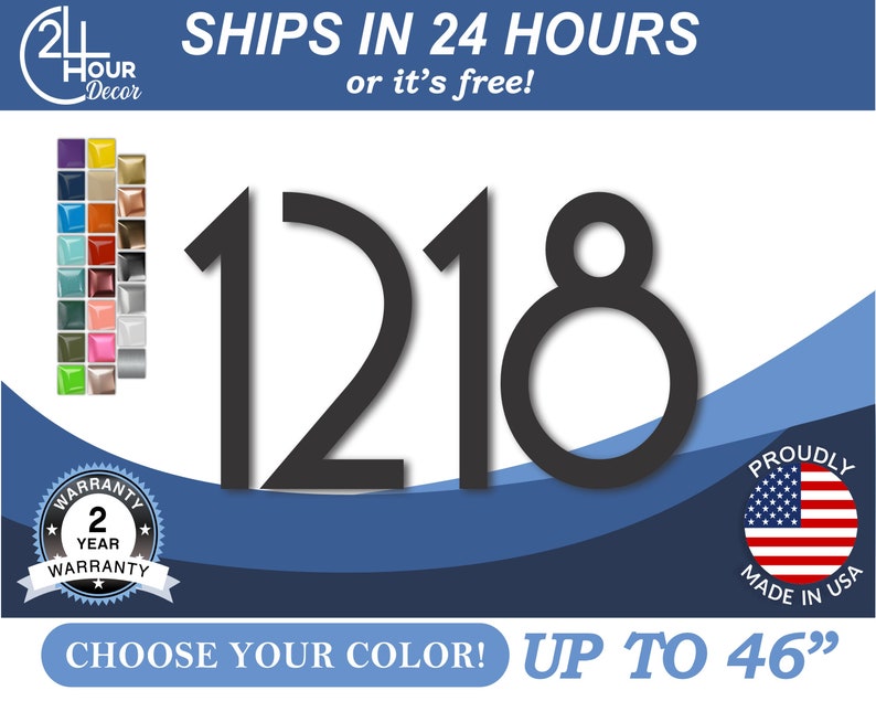 Metal House Numbers | Custom Metal Address Number | 22 Color Options - Etsy