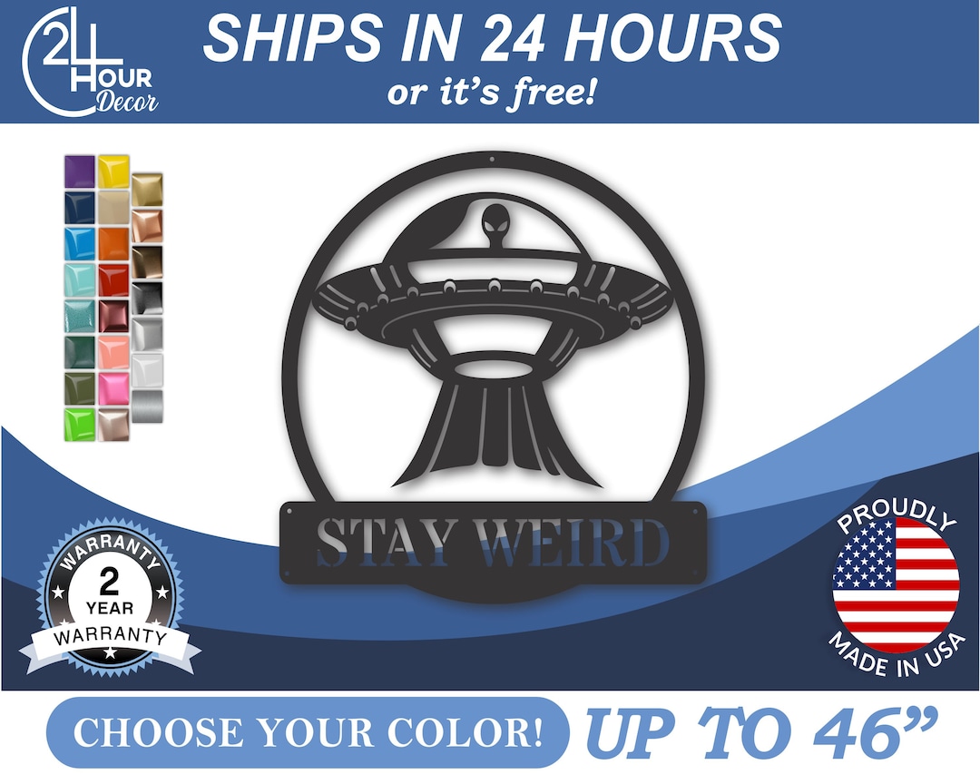 Custom Metal UFO Alien Abduction Sign | 22 Color Options - Etsy
