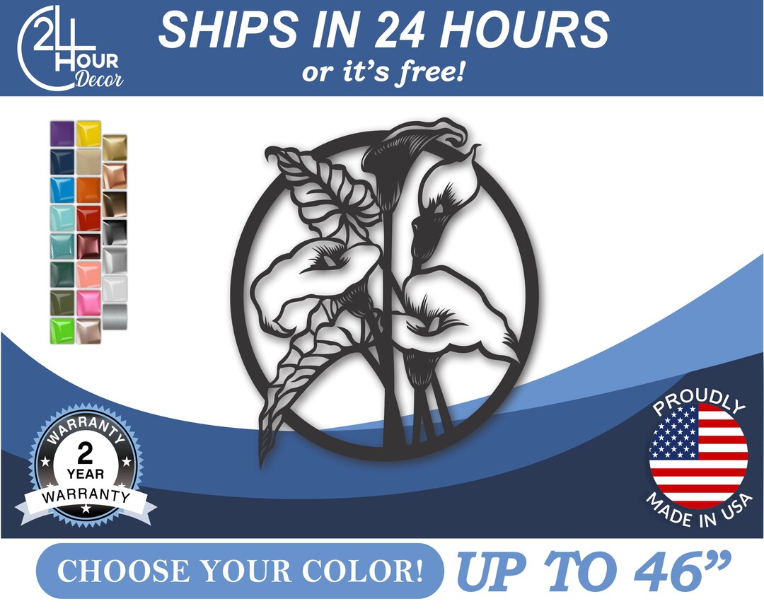 Metal Calla Lily Wall Art | Metal Flower Sign | 22 Color Options - Etsy