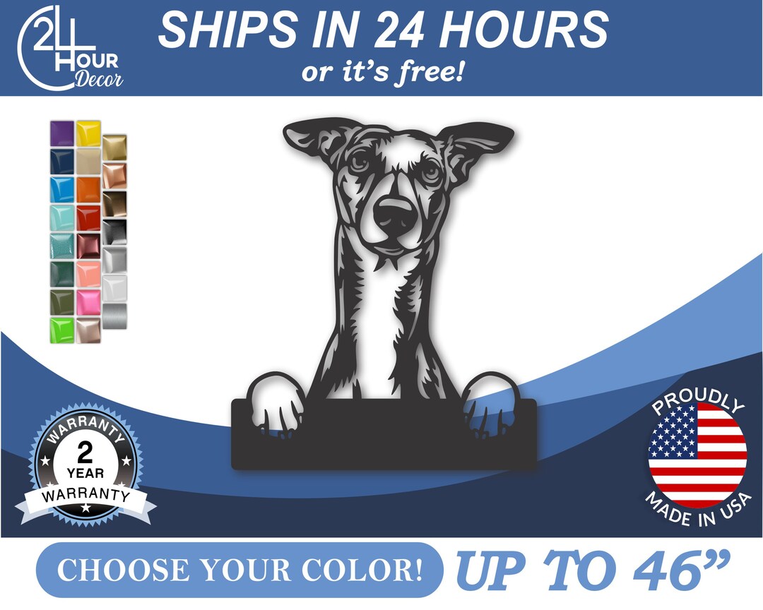 Custom Metal Whippet Sign | Metal Dog Breed Name Sign | 22 Color ...