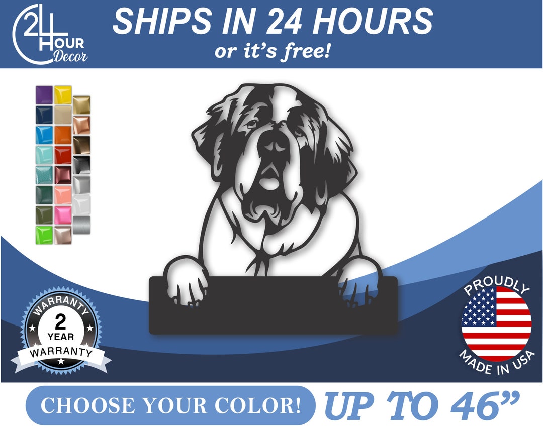 Custom Metal Saint Bernard Sign | Metal Dog Breed Name Sign | 22 Color ...