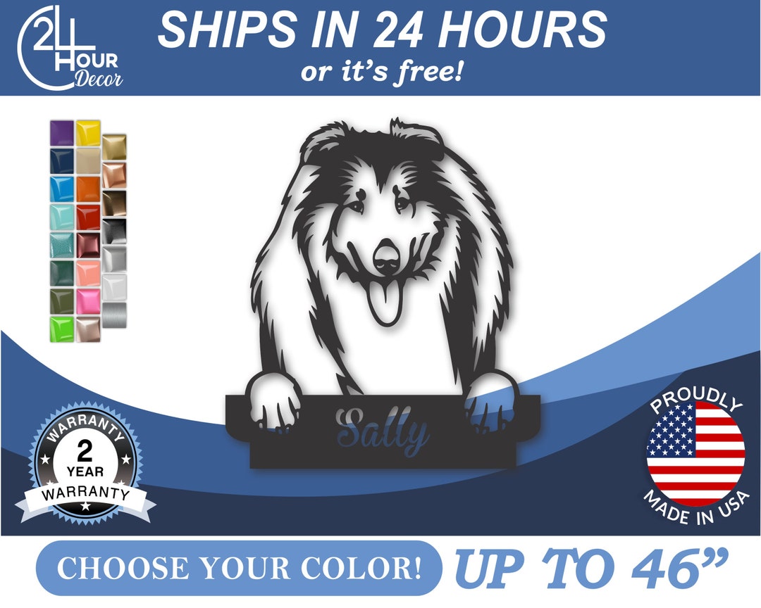 Custom Metal Collie Sign | Metal Dog Breed Name Sign | 22 Color Options ...
