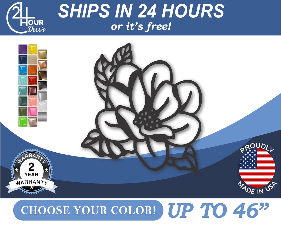 Metal Magnolia Flower Wall Art | 22 Color Options - Etsy