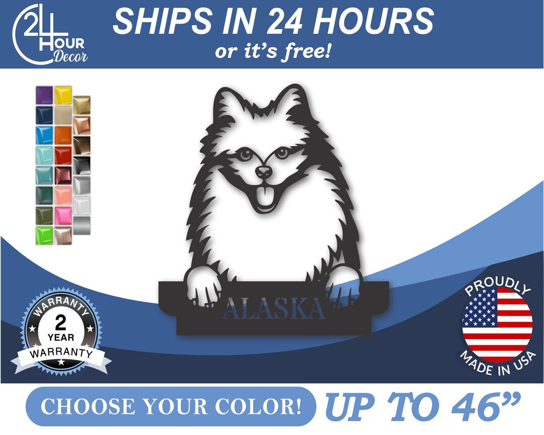 Custom Metal American Eskimo Sign | Metal Dog Breed Name Sign | 22 ...