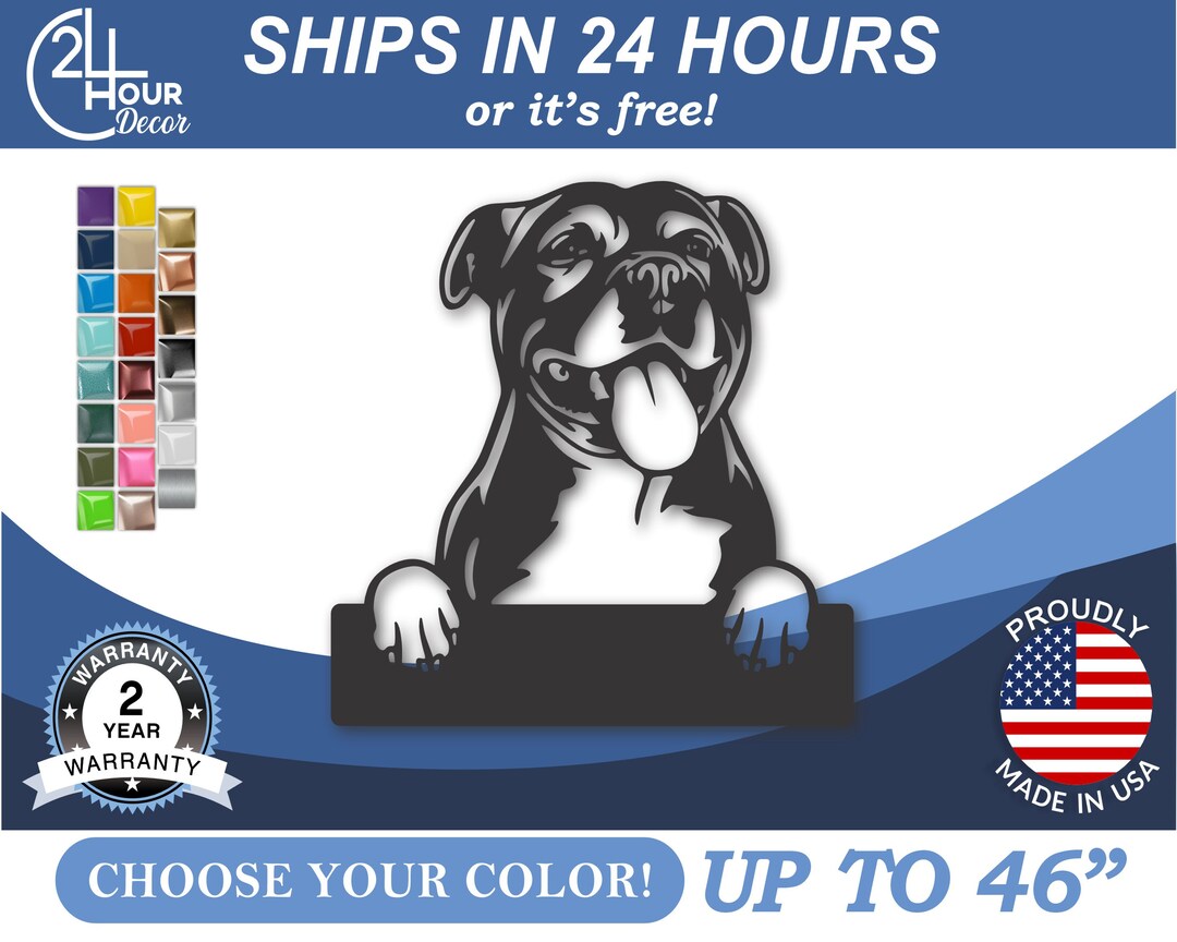 Custom Metal Staffordshire Bull Terrier Sign | Metal Dog Breed Name ...