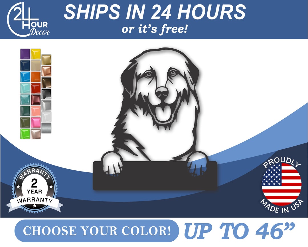 Custom Metal Great Pyrenees Sign | Metal Dog Breed Name Sign | 22 Color ...