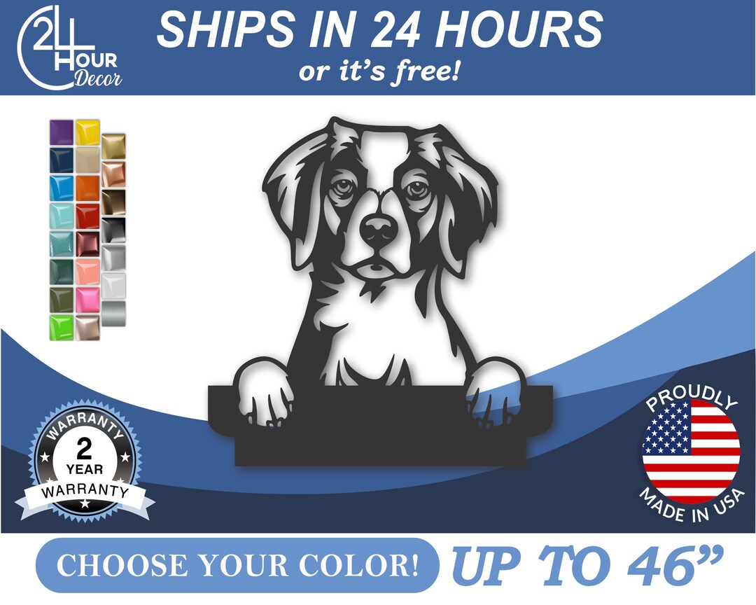 Custom Metal Brittany Sign | Metal Dog Breed Name Sign | 22 Color ...