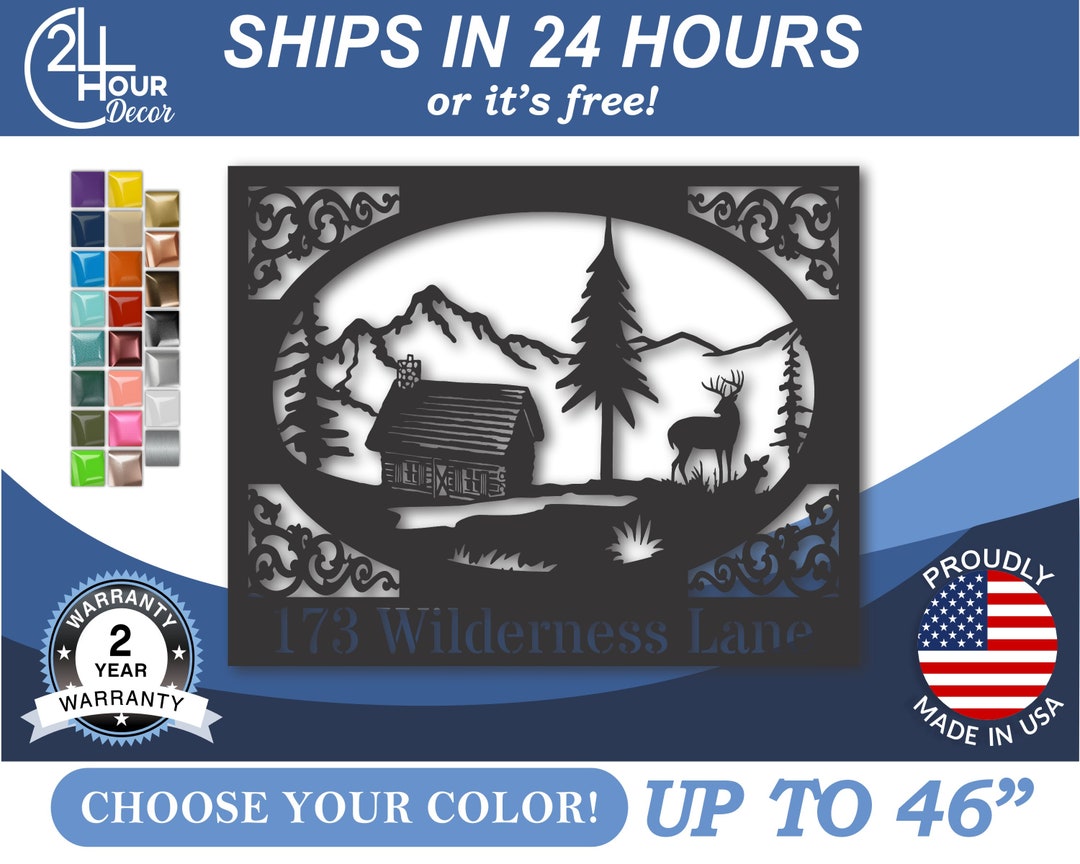 Metal Rustic Cabin Personalized Wall Art | 22 Color Options - Etsy