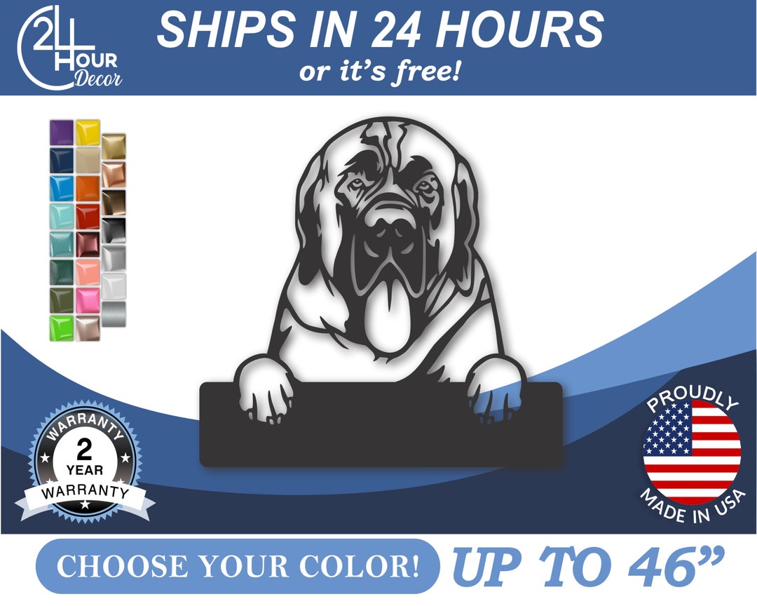 Custom Metal Mastiff Sign | Metal Dog Breed Name Sign | 22 Color ...