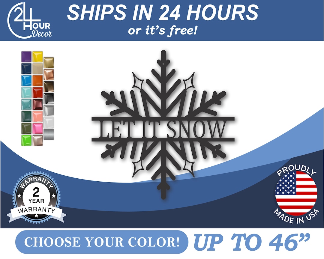 Metal Custom Snowflake Wall Art - Metal Winter Sign - 22 Color Options ...