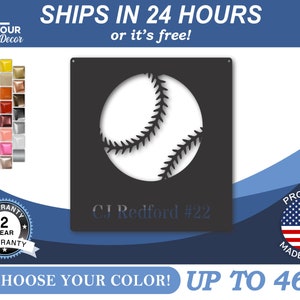 Metal Custom Baseball Name Wall Art | Custom Sports Sign | 22 Color ...