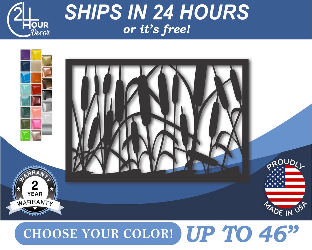 Metal Cat Tails Wall Art | Scenic Nature Metal Sign | 22 Color Options ...