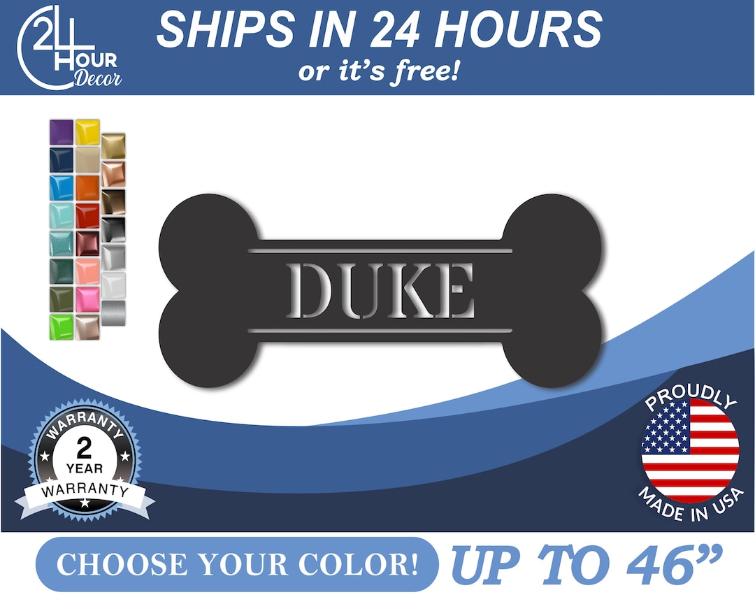 Custom Metal Dog Sign | Metal Dog Bone Name Sign | 22 Color Options - Etsy