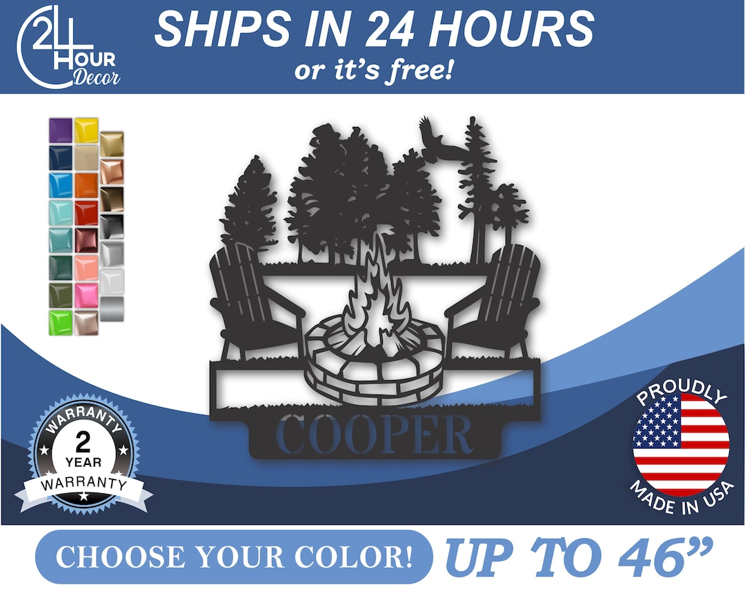 Custom Metal Campfire Sign | Rustic Metal Fire Sign | 22 Color Options ...