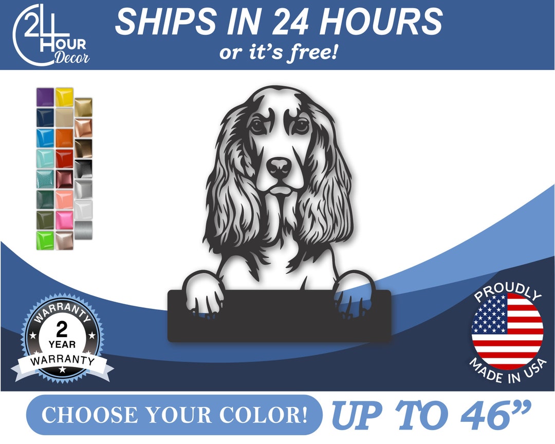 Custom Metal English Cocker Spaniel Sign | Metal Dog Breed Name Sign ...