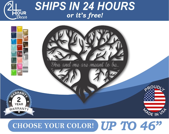 Custom Metal Heart Tree Wall Art Metal Wedding Anniversary Sign 22 ...