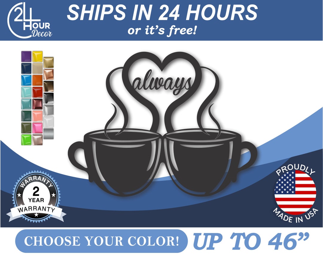 Custom Metal Coffee Love Wall Art Metal Coffee Sign 22 Color Options - Etsy