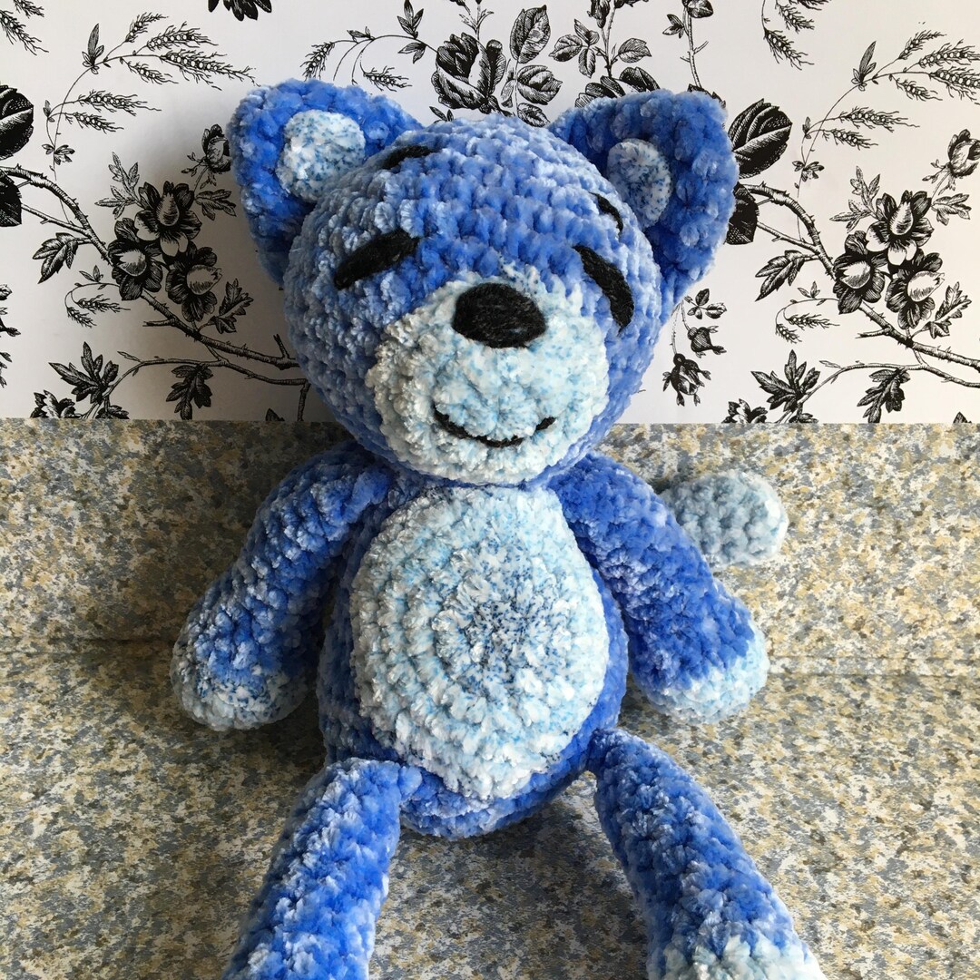 Stuffed Blue Cat, Adorable, Soft Hand Made Stuffed Animal, Amigurumi ...