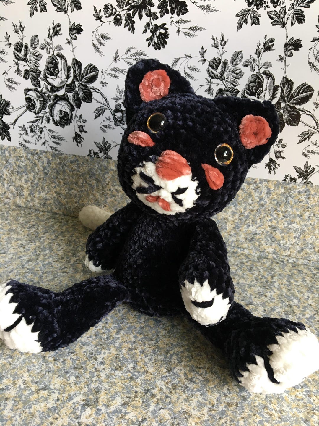 Stuffed Black and White Grumpy Cat, Adorable, Soft Hand Made Stuffed ...