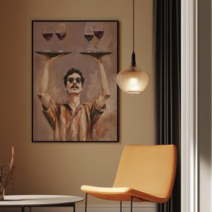 Wine Art Print, Vintage Waiter Decor, Bartender Wall Art, Restaurant ...