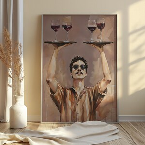 Wine Art Print, Vintage Waiter Decor, Bartender Wall Art, Restaurant ...