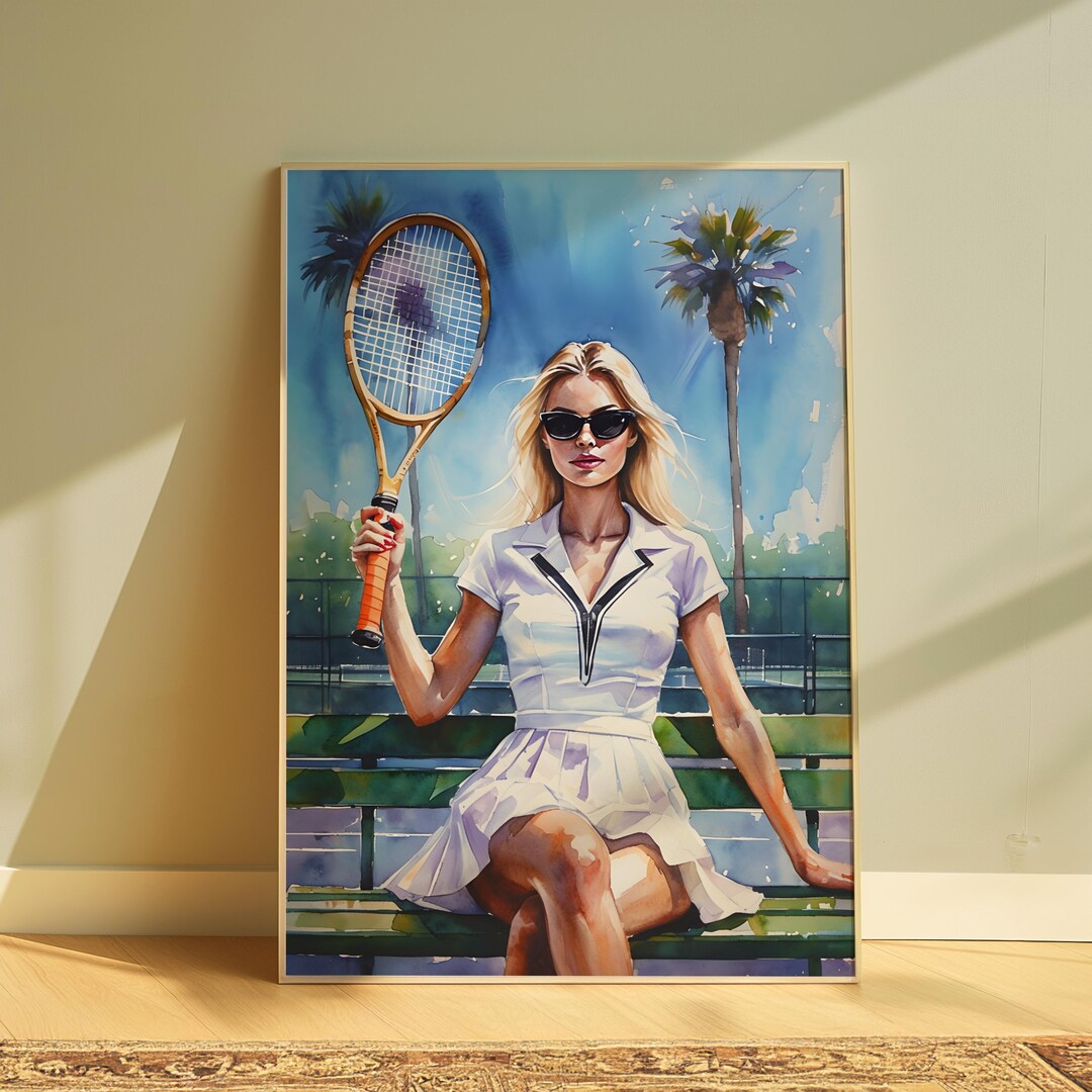 Tennis Player Art, Watercolor Tennis Print, Sports Artwork, Tennis ...