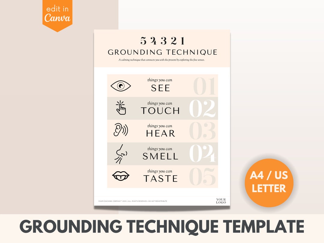 Grounding Technique Template for Coaches Life Coach Template - Etsy