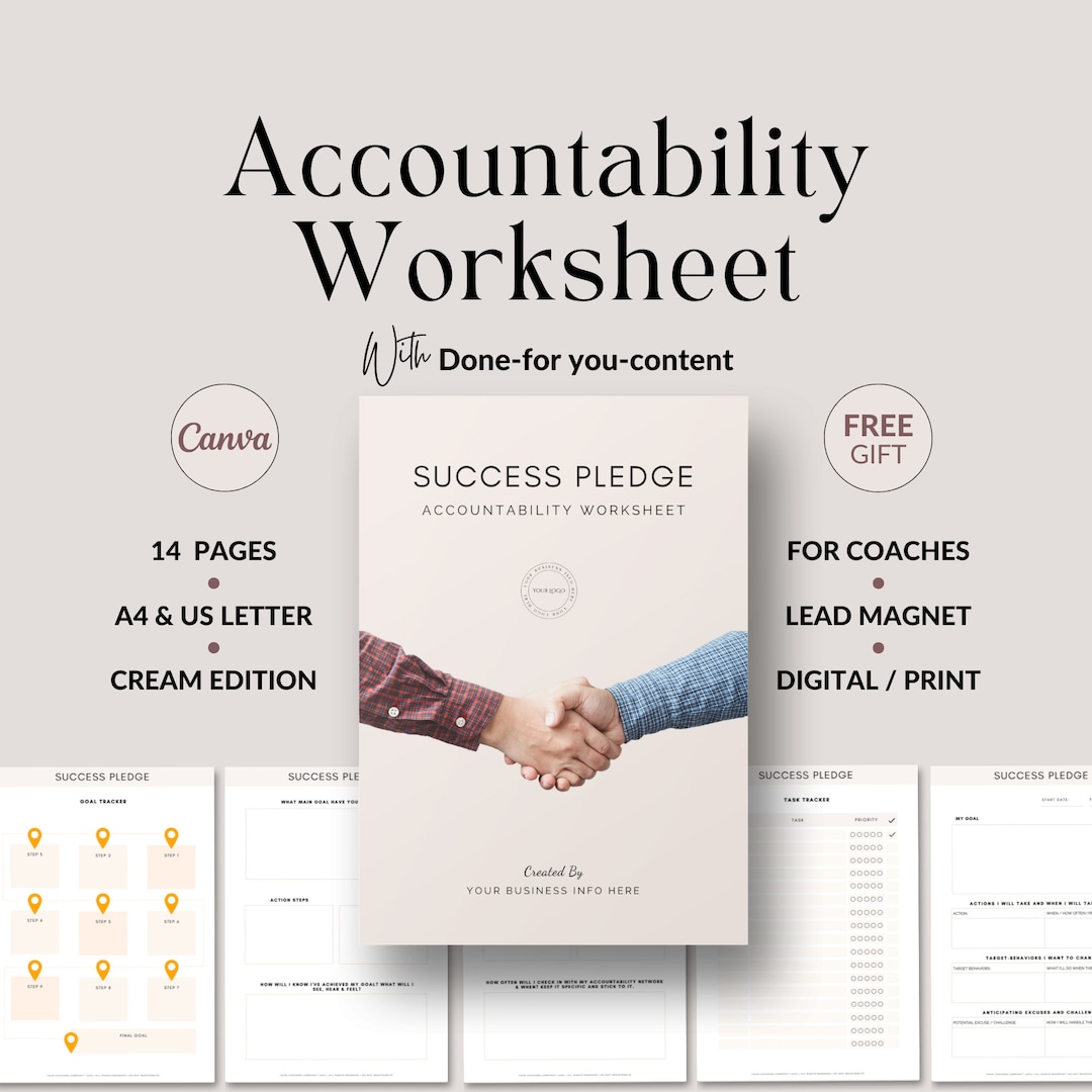 Accountability Worksheet Instant Download Canva Template for Life ...