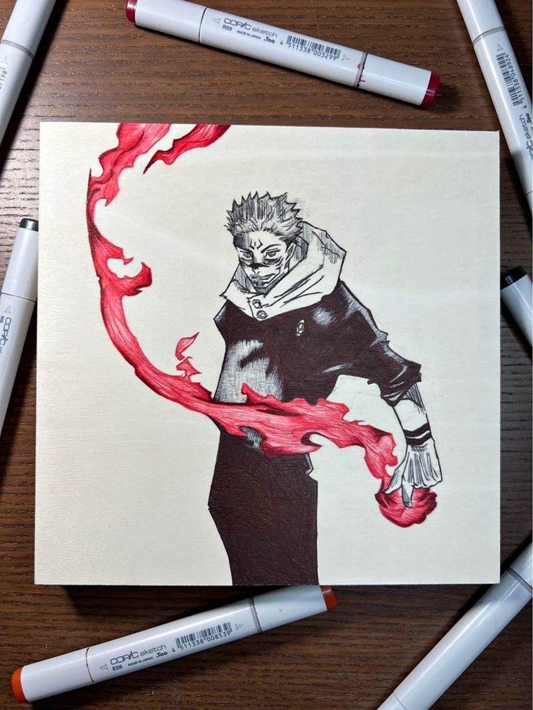 Ryomen Sukuna Wooden Canvas Drawing - Etsy