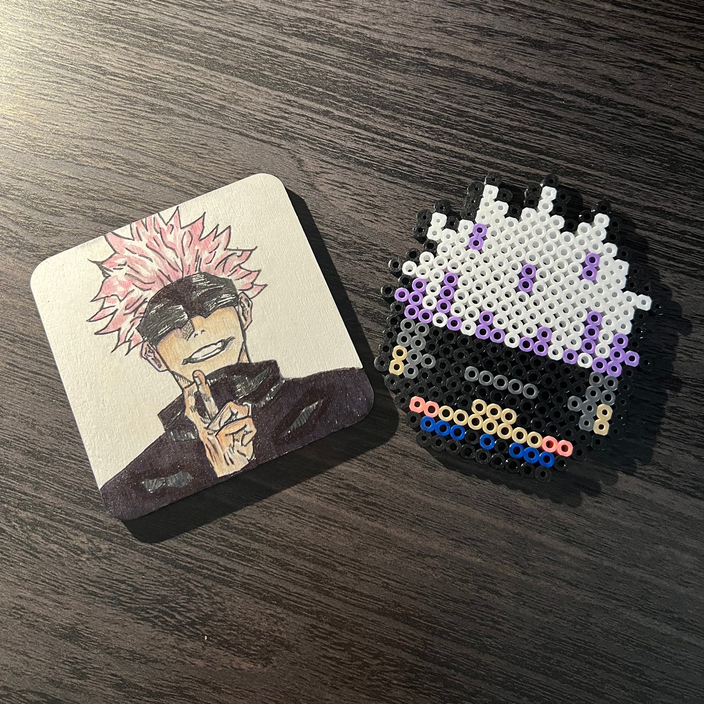 Gojo Satoru Wooden Coaster Art With Perler Beads - Etsy