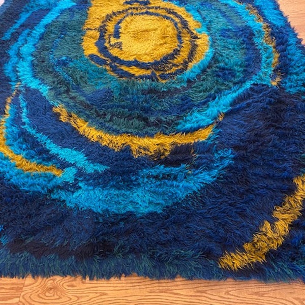 Blue Shag Rug - Etsy