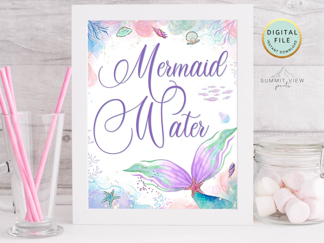 Mermaid Water Sign, Under the Sea Birthday Party Decor (digital ...