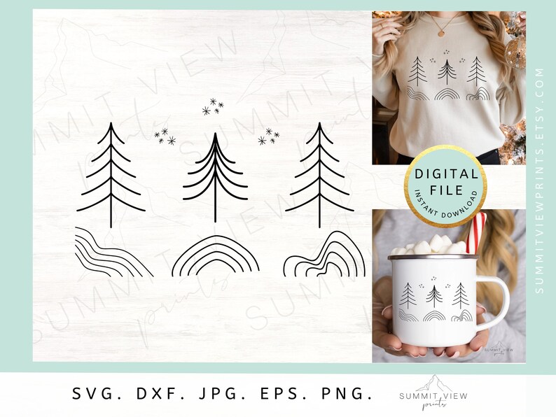 Christmas Trees SVG PNG Modern Svg Design SVG Files for Cricut Winter ...