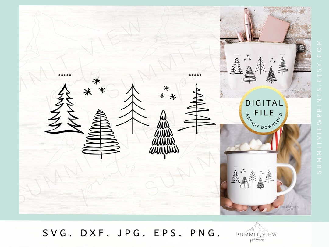 Christmas Trees SVG PNG Modern Svg Design SVG Files for Cricut Winter ...