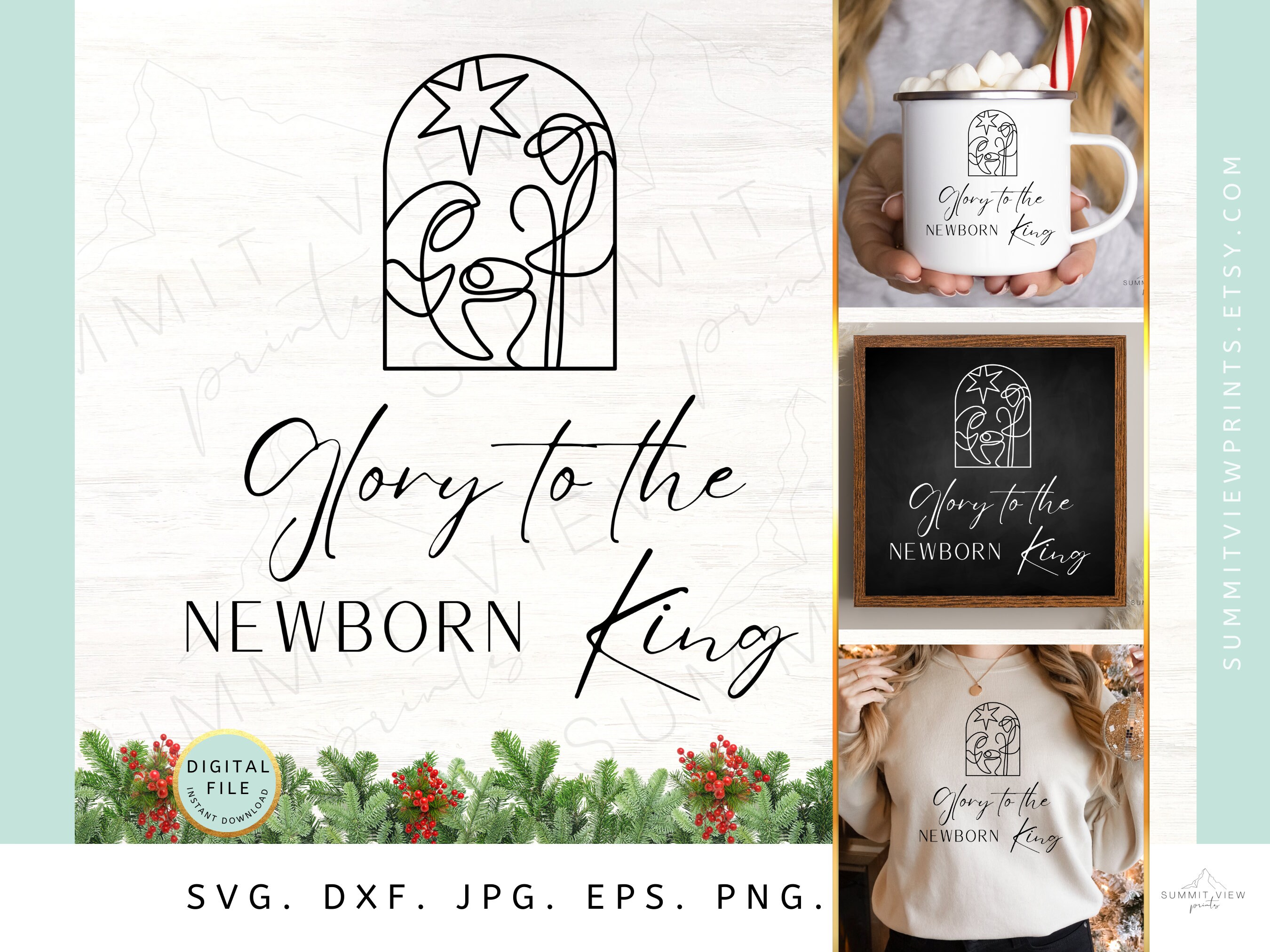 Glory to the Newborn King SVG Christmas Svg Ornaments Mugs Tshirt ...