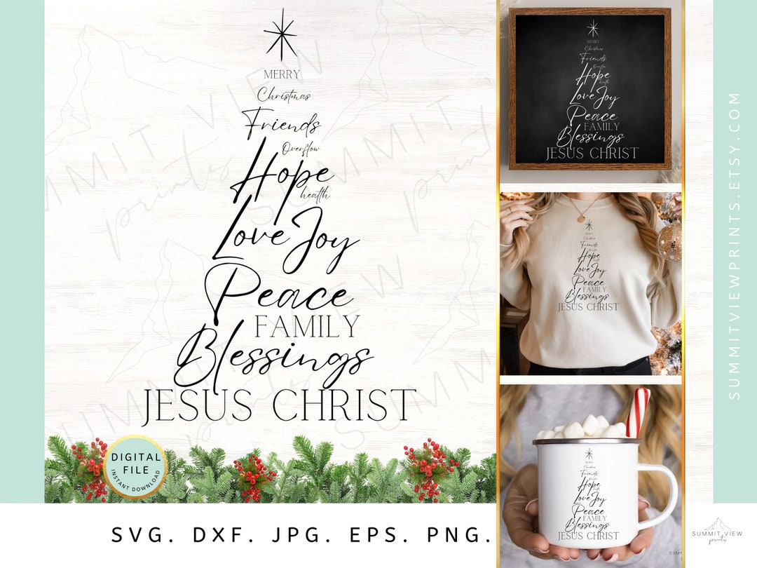 Christian Christmas Tree SVG, Inspirational Ornament Design (digital ...