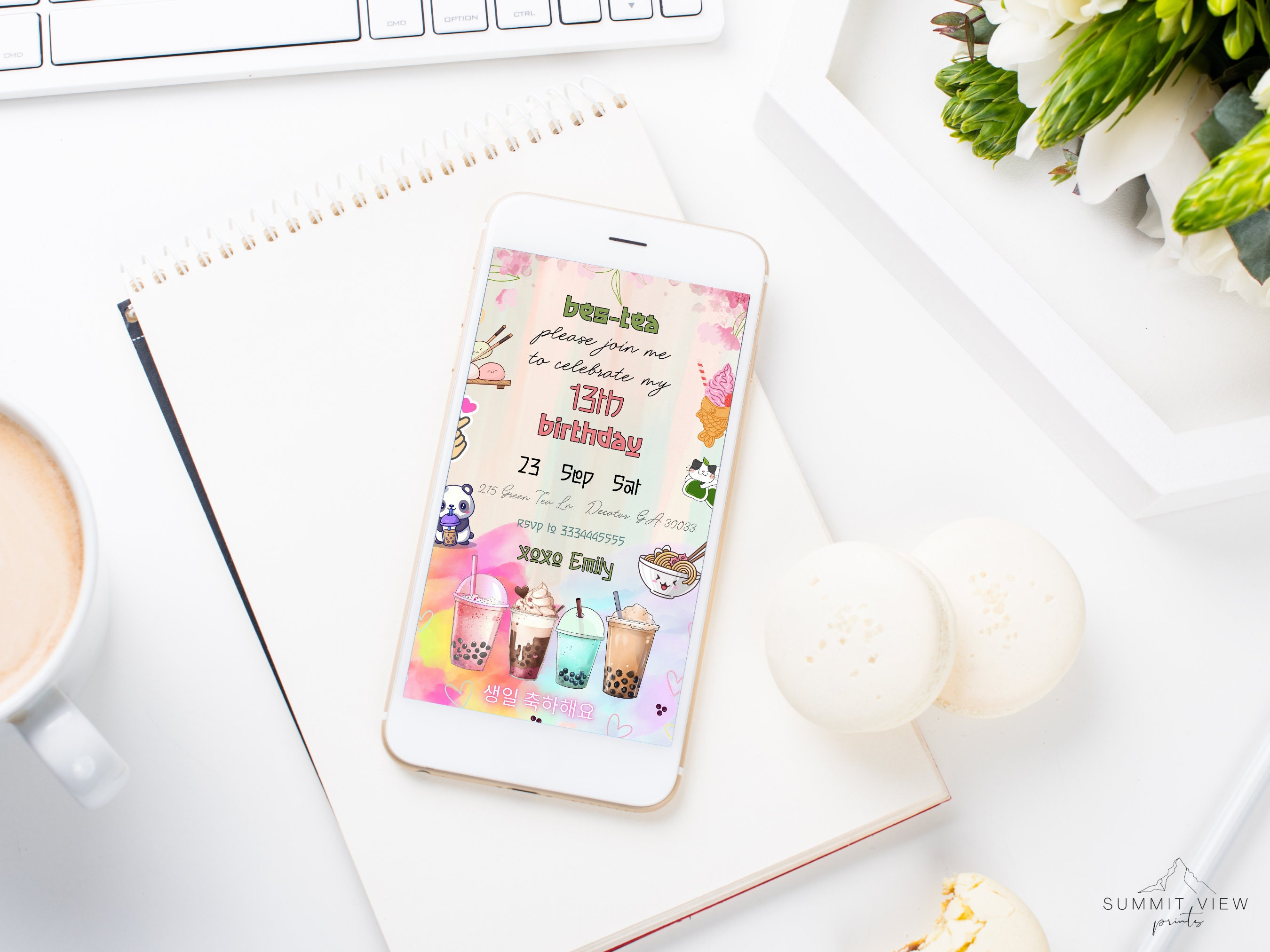 Editable Bestea Bubble Tea Boba Invitation Card Funny Best Friend ...
