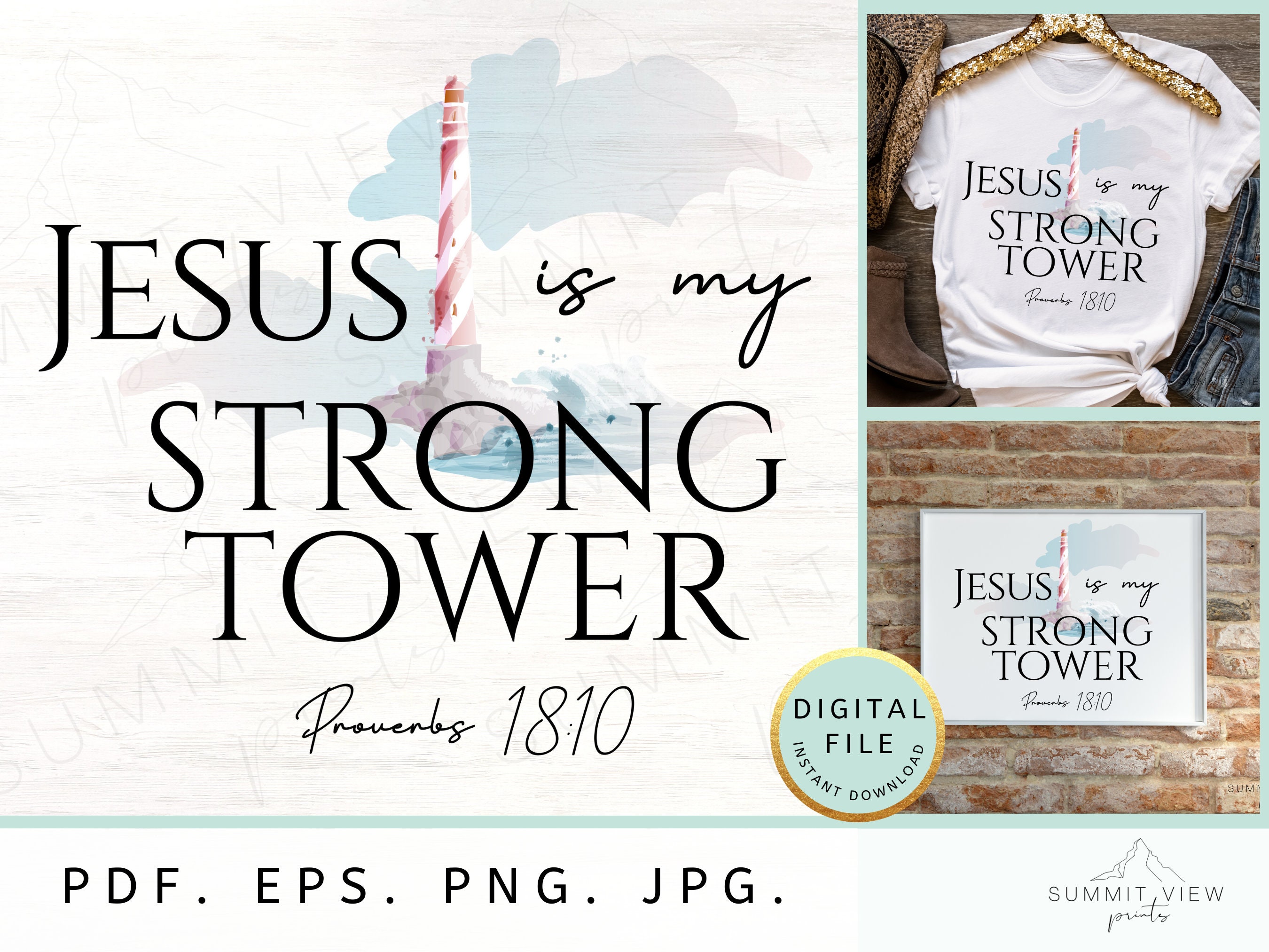 Jesus is My Strong Tower PNG File Sublimation Design Poster Wall Art ...