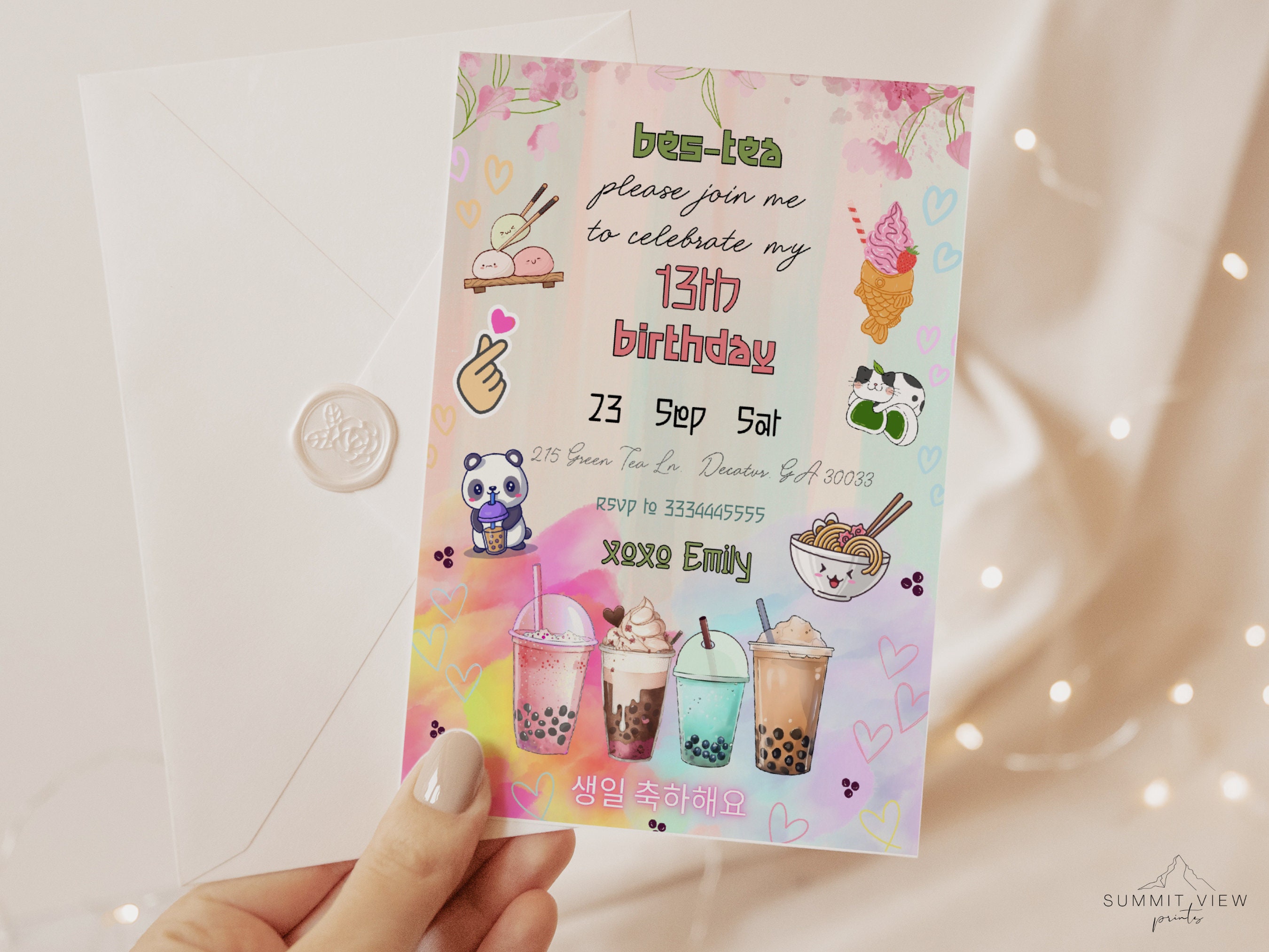 Editable Bestea Bubble Tea Boba Invitation Card Funny Best Friend ...