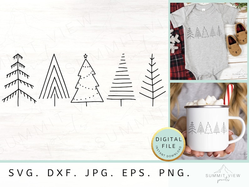 Christmas Trees SVG PNG Modern Svg Design SVG Files for Cricut - Etsy