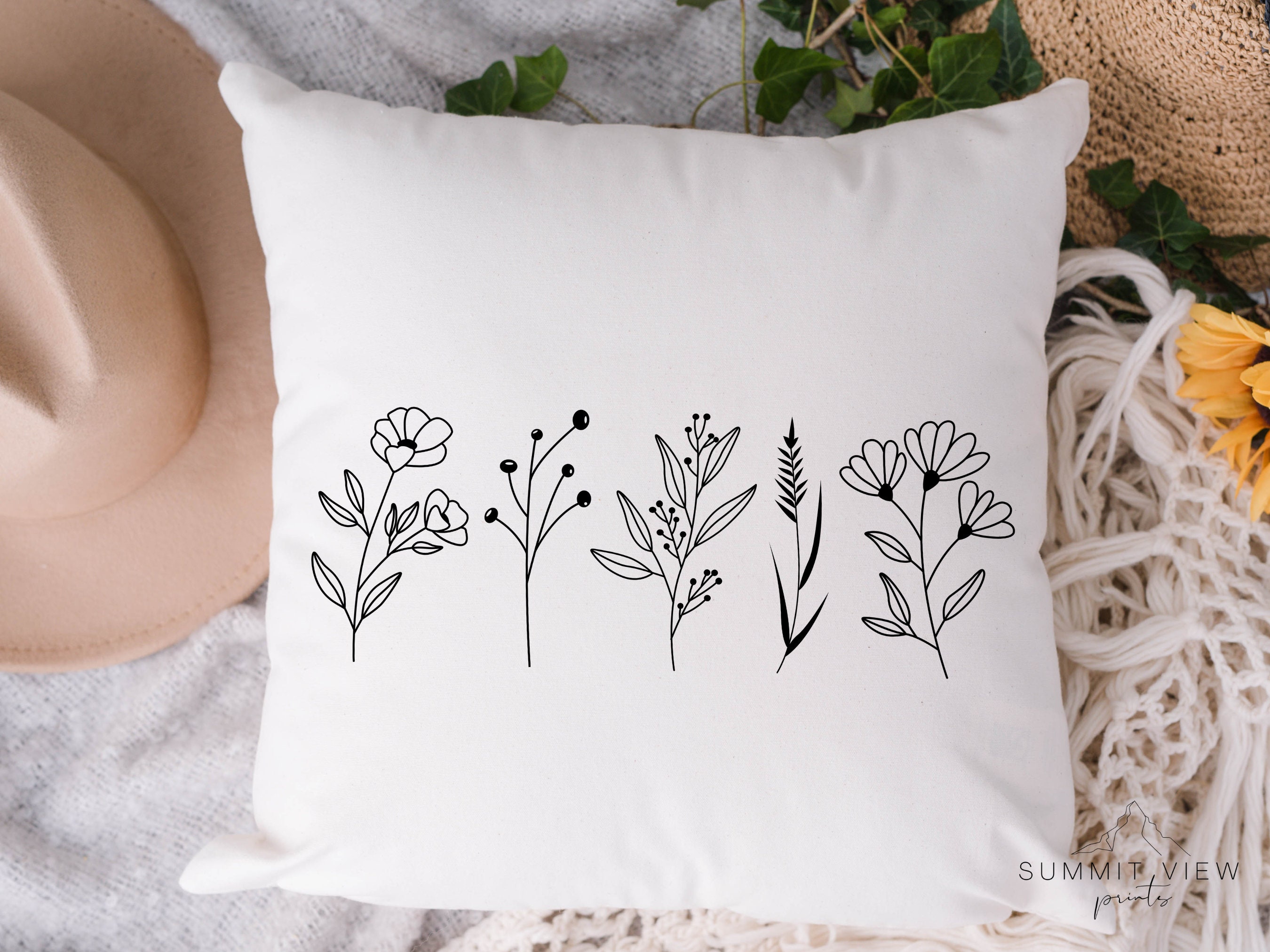 Wildflowers SVG PNG Modern Svg Design SVG Files for Cricut Line Art Svg ...