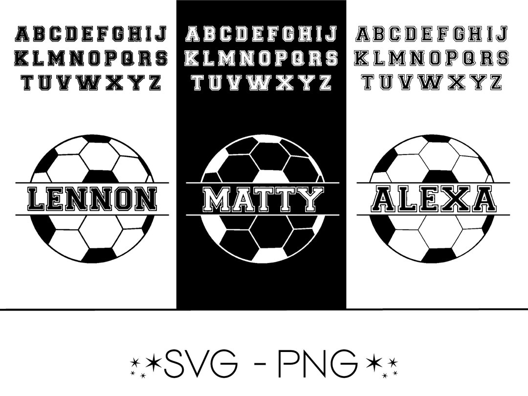 Soccer Ball Monogram Kit Commercial Use SVG, PNG Split Monogram ...