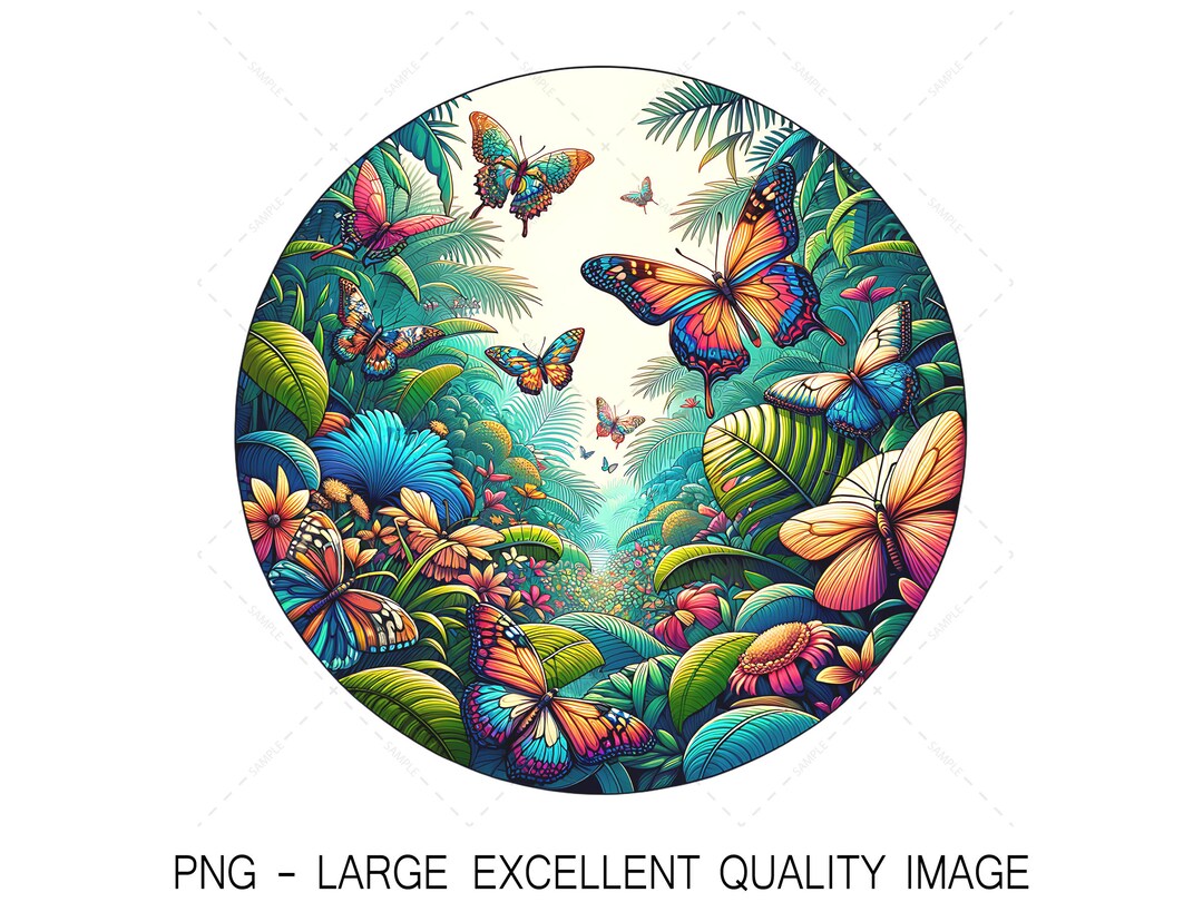 Tropical Butterfly Circular Design for Wind Spinners, Coasters, Etc ...