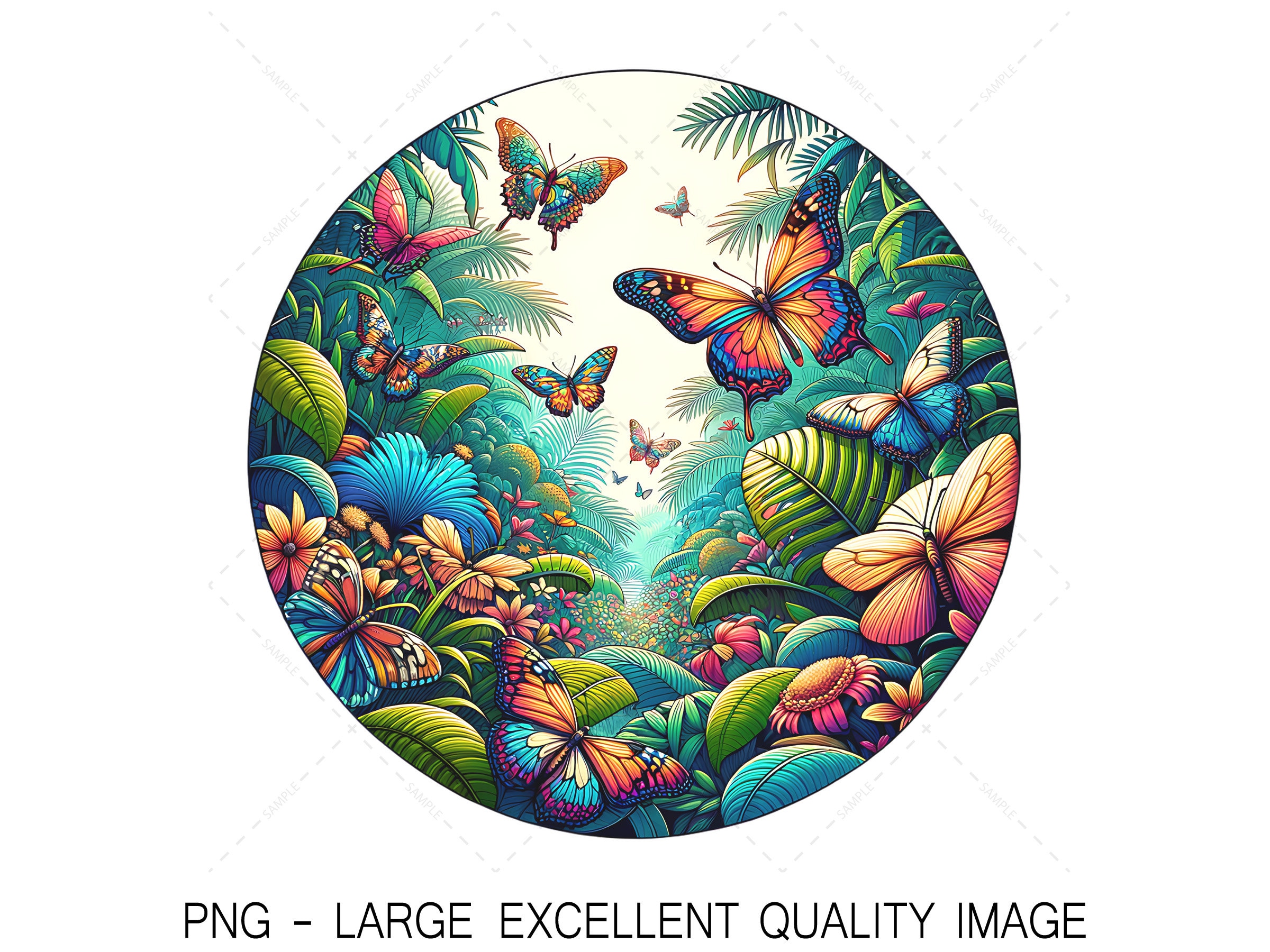 Tropical Butterfly Circular Design for Wind Spinners, Coasters, Etc Use ...