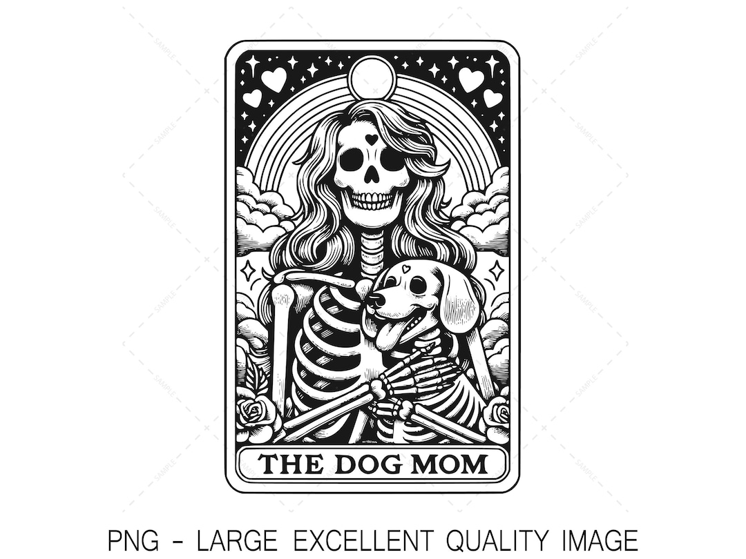 The Dog Mom Tarot Card PNG Trendy Skeleton PNG for Shirt Design, Wall ...